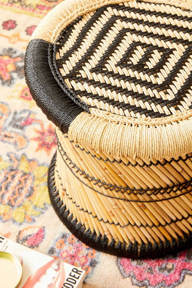Miriam Black Rattan Stool | Urban Outfitters FR