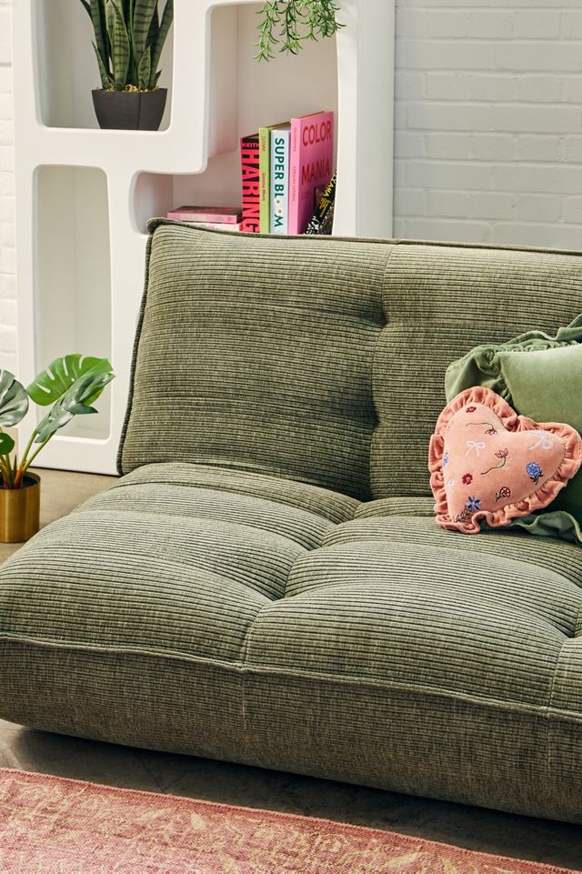 Greta Two-Seater Green Jumbo Corduroy Sofa Bed | Urban Outfitters UK