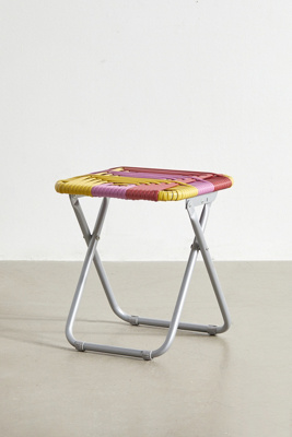 Woven Pink Outdoor Stool | Urban Outfitters UK