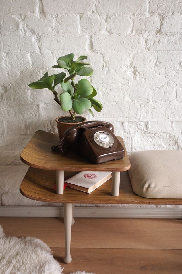 Urban Renewal Remade Vintage Mid-Century Curved Wood Telephone Seat ...