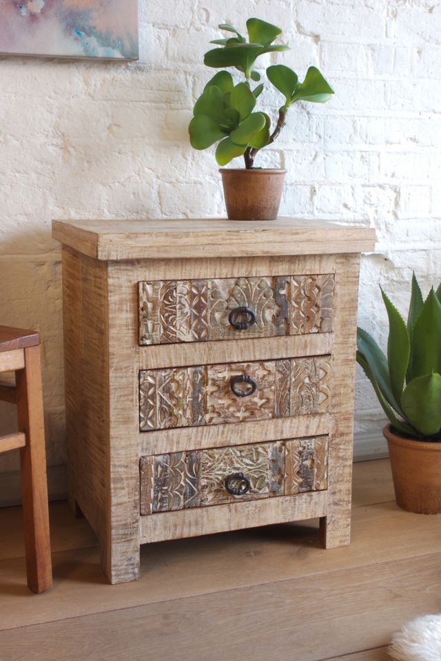 Urban Renewal Vintage 3-Drawer Carved Hardwood Chest Of Drawers | Urban ...