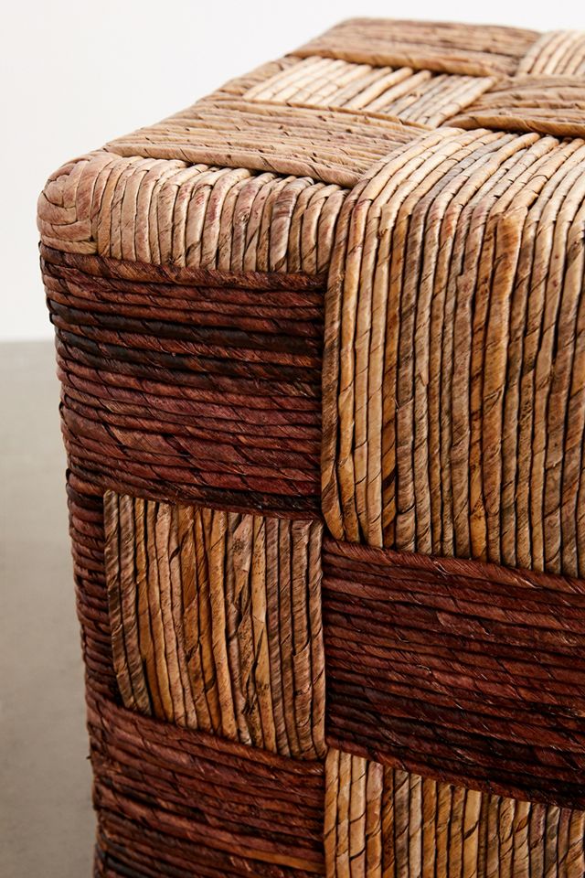 Leona Natural Banana Leaf & Rattan Stool | Urban Outfitters UK
