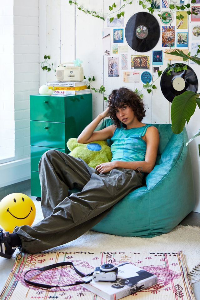 Noah Aqua Velvet Bean Bag | Urban Outfitters UK