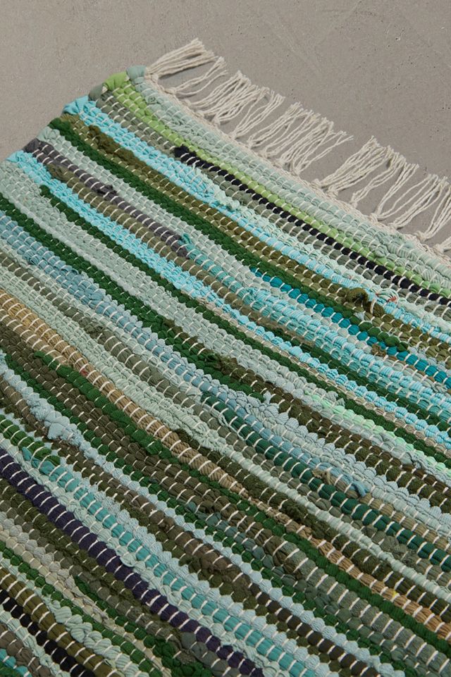 Green Tonal Stripe 2x3 Rug | Urban Outfitters UK