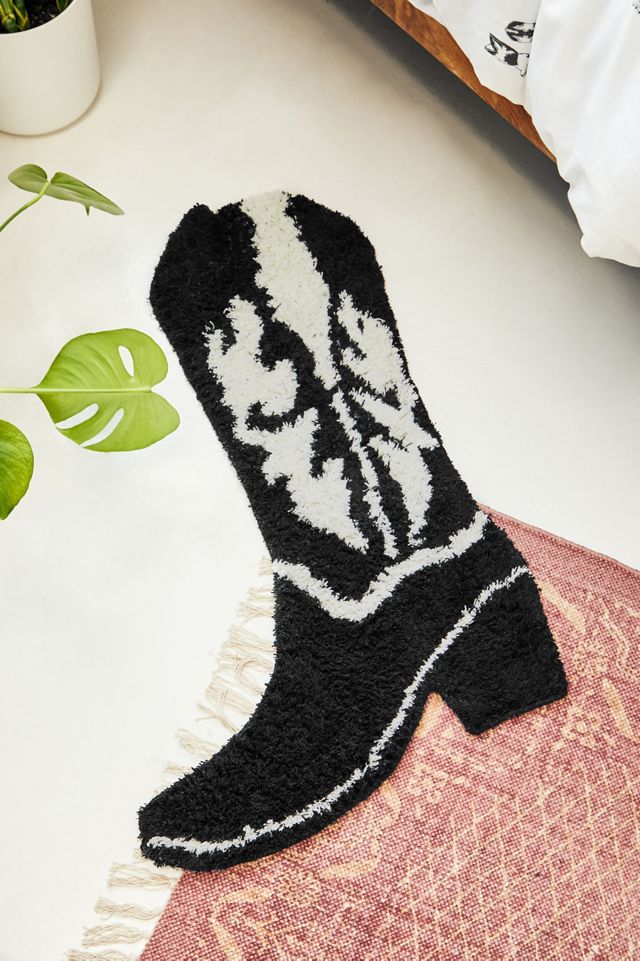 Black & White Cowboy Boot Rug | Urban Outfitters UK