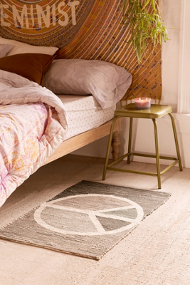 Peace Sign Printed 2x3 Rug | Urban Outfitters UK