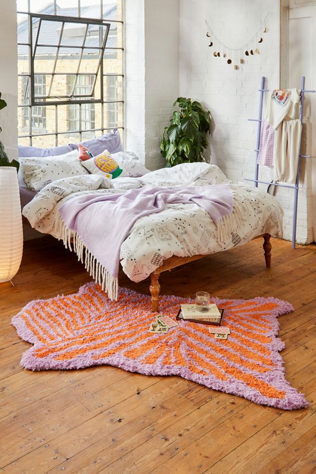 Orange & Pink Zebra Shaped Rug | Urban Outfitters UK