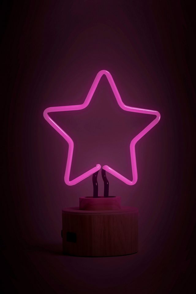 Gingersnap Pink Neon Star Table Light | Urban Outfitters UK