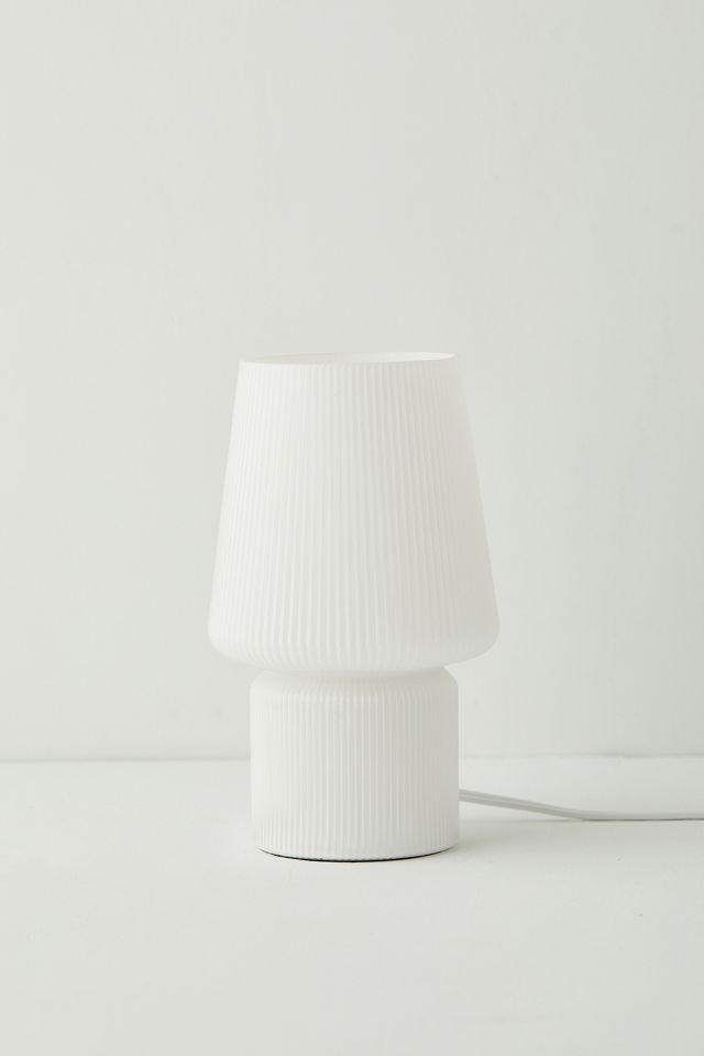 Ribbed White Little Glass Table Lamp | Urban Outfitters UK