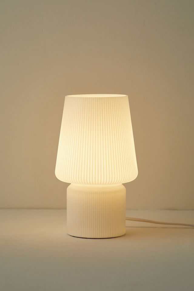 Ribbed White Little Glass Table Lamp | Urban Outfitters UK