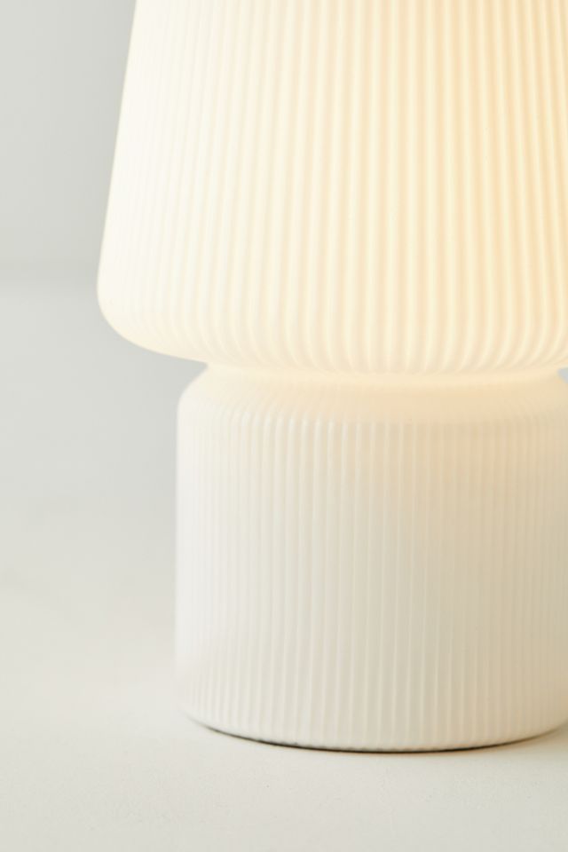 Ribbed White Little Glass Table Lamp | Urban Outfitters UK