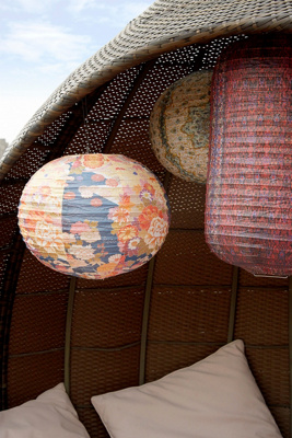 Printed Blue Blossom Round Paper Shade | Urban Outfitters UK