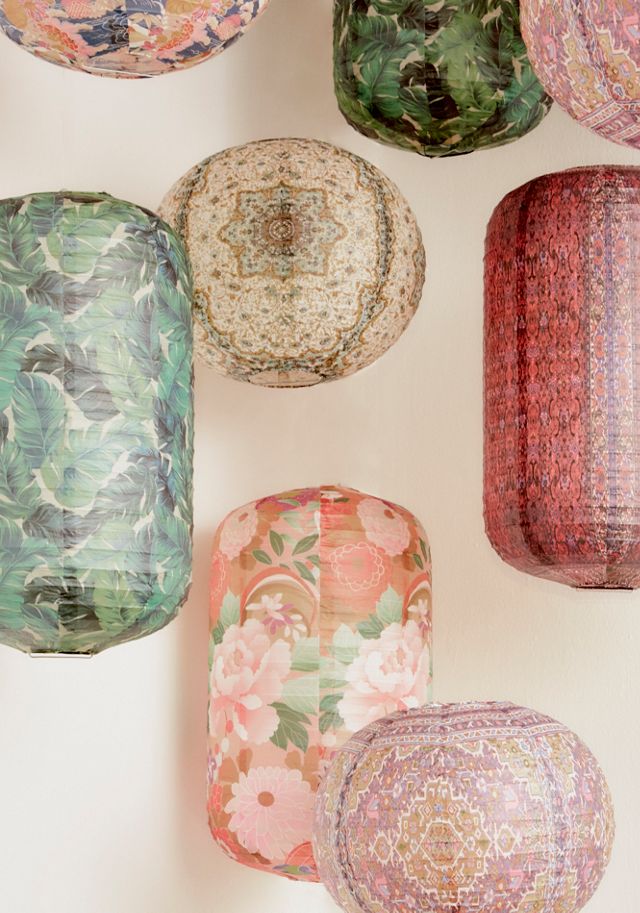 Printed Blue Blossom Round Paper Shade | Urban Outfitters UK