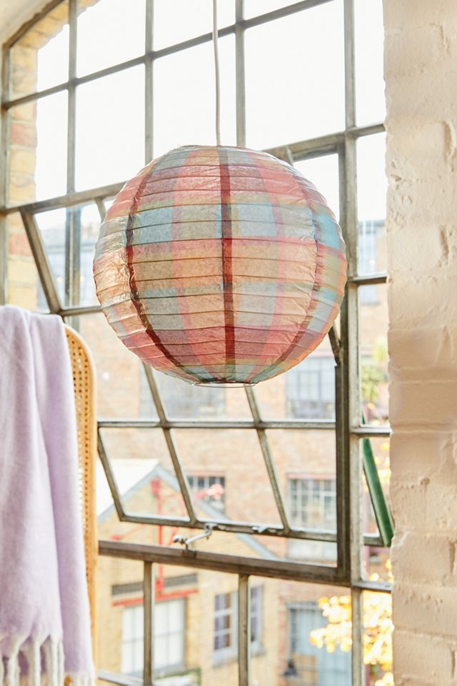 Madras Check Paper Lamp Shade | Urban Outfitters UK