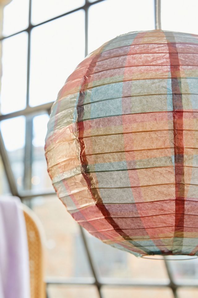 Madras Check Paper Lamp Shade | Urban Outfitters UK