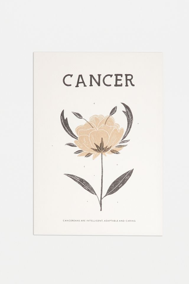 Cancer Zodiac Flower Wall Art Print | Urban Outfitters UK