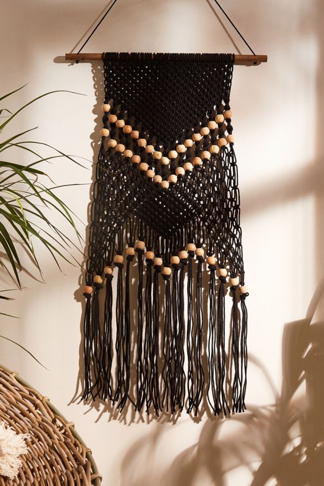 Black Macrame Wall Hanging | Urban Outfitters UK