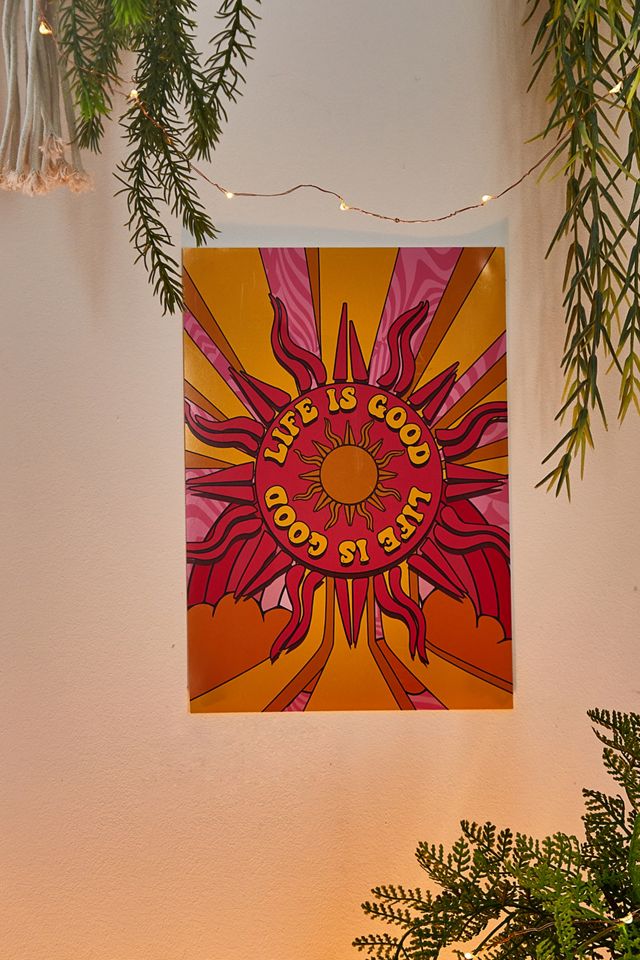 Y.I.L Printworks Life Is Good Sunshine Poster | Urban Outfitters UK