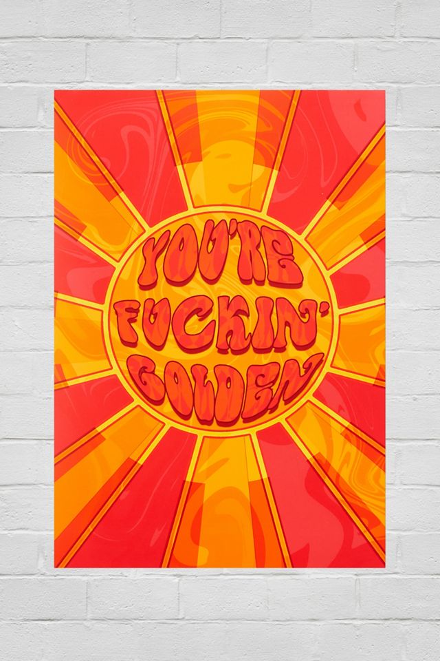 Y.I.L Printworks UO Exclusive You're Golden A4 Print | Urban Outfitters ES