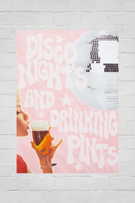 Printed Weird UO Exclusive Disco Nights & Drinking Pints A4 Wall Art ...