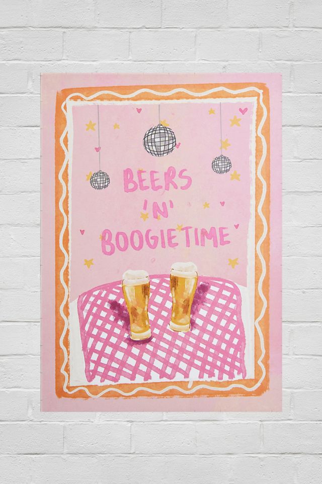 Illustrated By Weezy Beers 'N Boogie Time 30x40 Wall Art Print | Urban ...