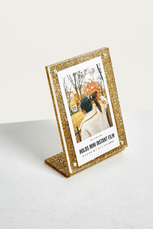 Gold Glitter Slanted Instax Mini Frame | Urban Outfitters UK