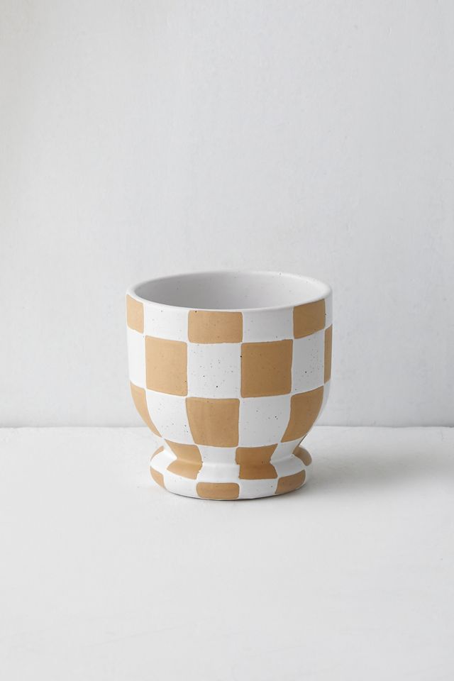 Frankie White Checkerboard Plant Pot | Urban Outfitters UK