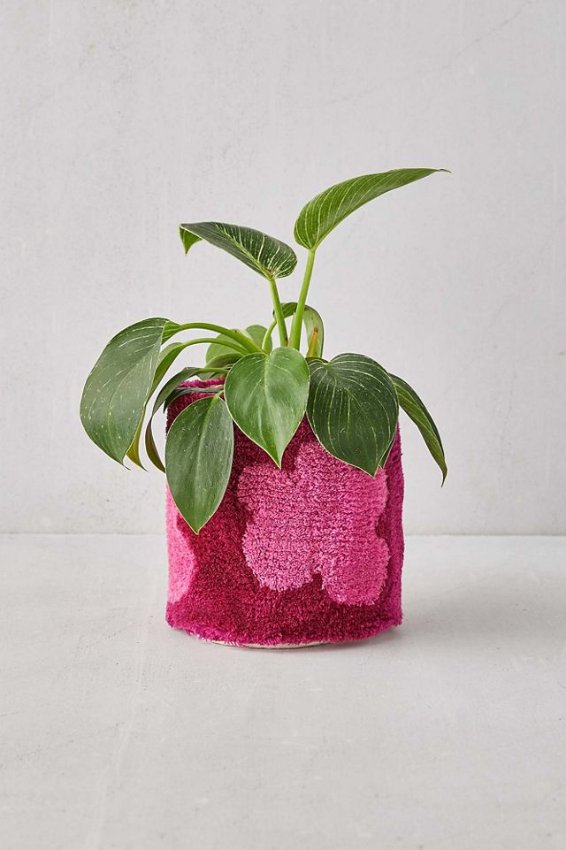 Pink Flower Print Tufted Planter Cover | Urban Outfitters UK