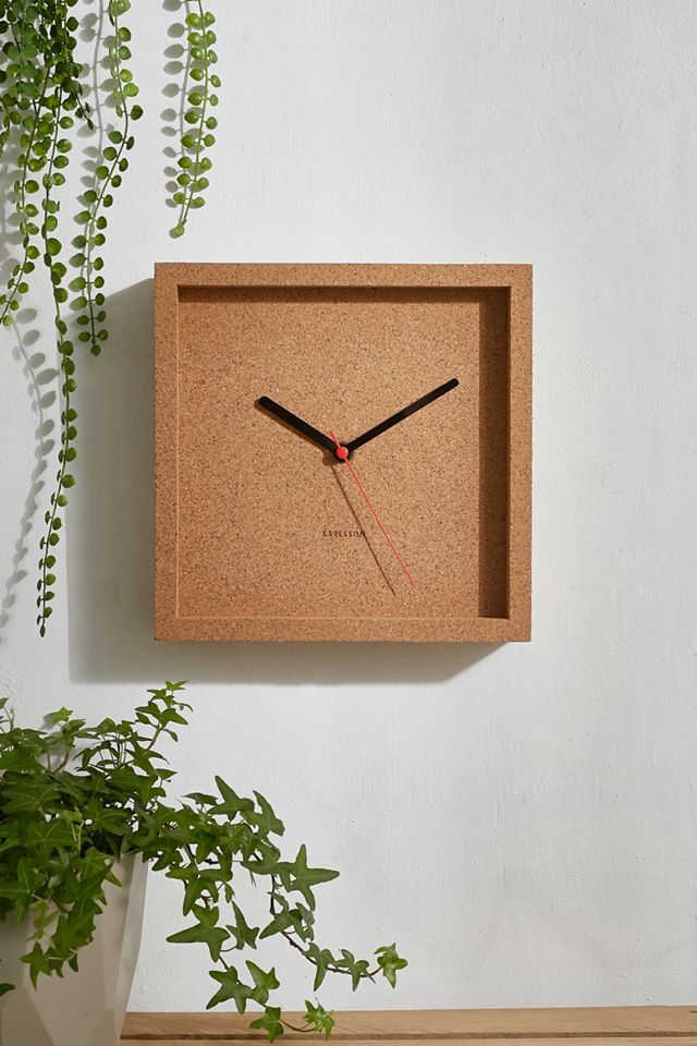 Karlsson Cork Square Wall Clock | Urban Outfitters UK