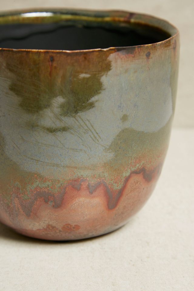 Dark Brown Glazed Plant Pot | Urban Outfitters UK