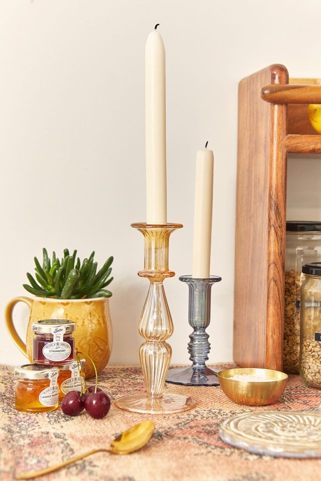 Yellow Glass Candlestick | Urban Outfitters UK
