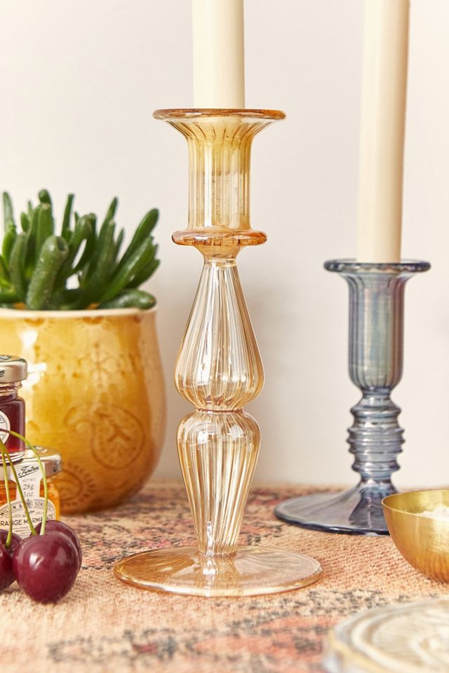 Yellow Glass Candlestick | Urban Outfitters UK