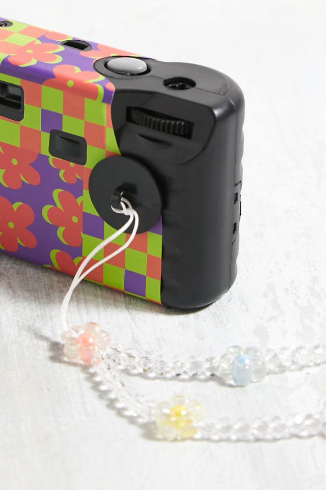 Checkerboard Daisy Print Disposable Camera With Strap | Urban Outfitters UK