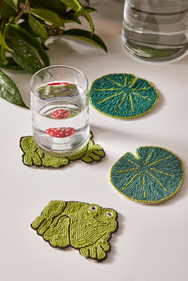 Beaded Frog Coasters 4-Pack | Urban Outfitters UK