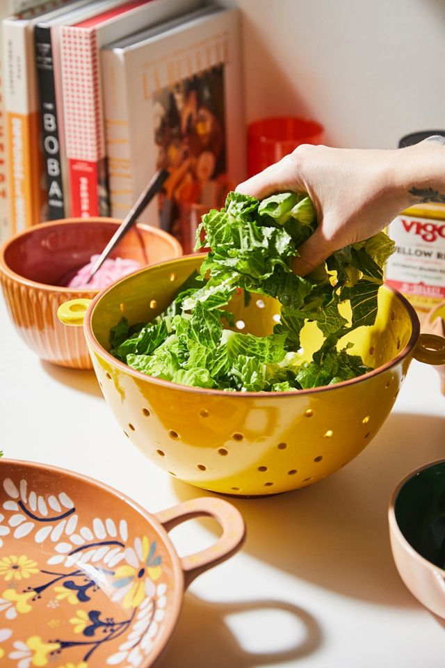 Yellow Isadora Ceramic Colander | Urban Outfitters UK