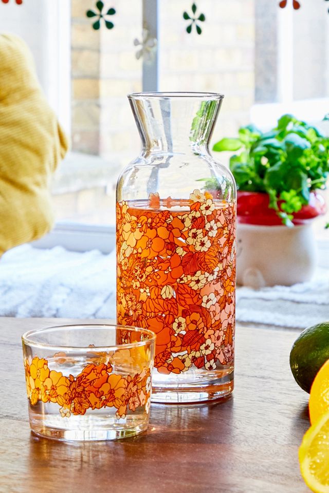 70s Floral Glass Carafe | Urban Outfitters FR