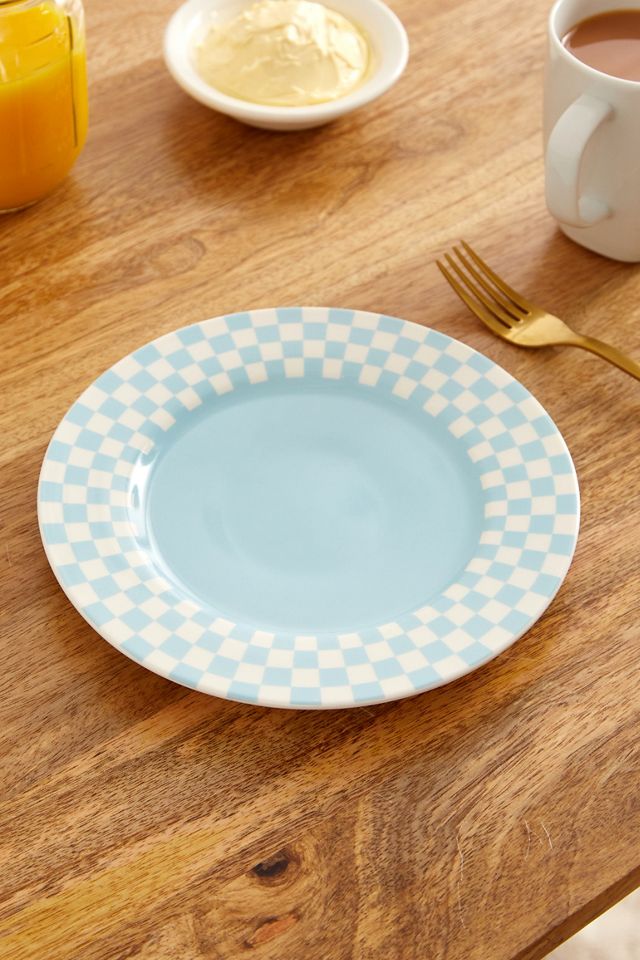 Blue & White Checkerboard Deli Plate | Urban Outfitters UK