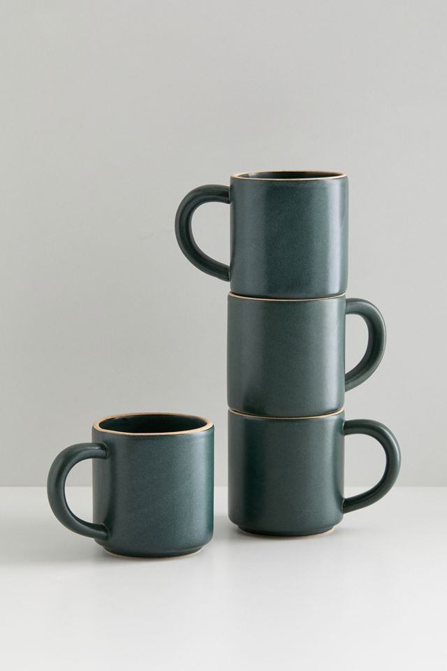 Rowan Dark Green Stacking Mug 4-Pack | Urban Outfitters UK