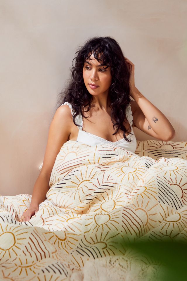 Geo Sun Cosy Crinkle Duvet Set | Urban Outfitters FR