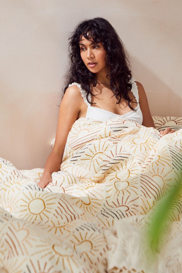 Geo Sun Cosy Crinkle Duvet Set | Urban Outfitters FR