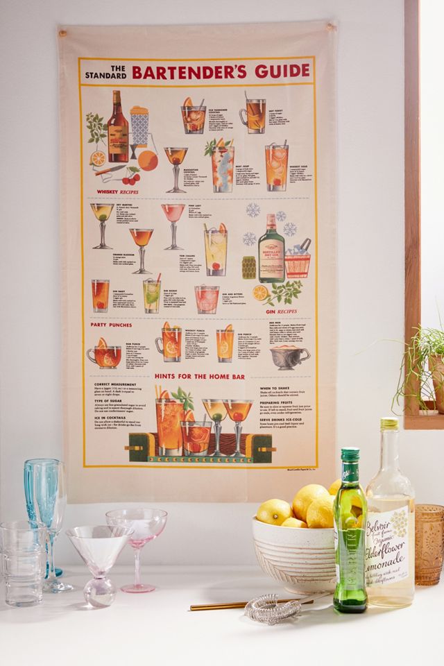 Bartenders Guide Print Tapestry | Urban Outfitters UK