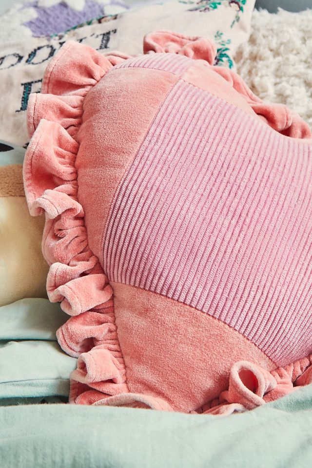 Pink Ruffle Heart Cushion | Urban Outfitters UK