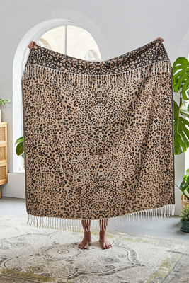 Leopard Print Cosy Throw Blanket | Urban Outfitters UK
