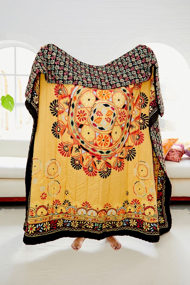 Vega Mustard Folk Quilt | Urban Outfitters UK