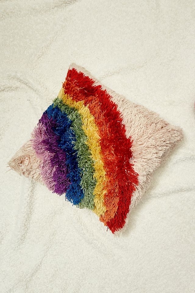 Fluffy Rainbow Throw Cushion | Urban Outfitters UK
