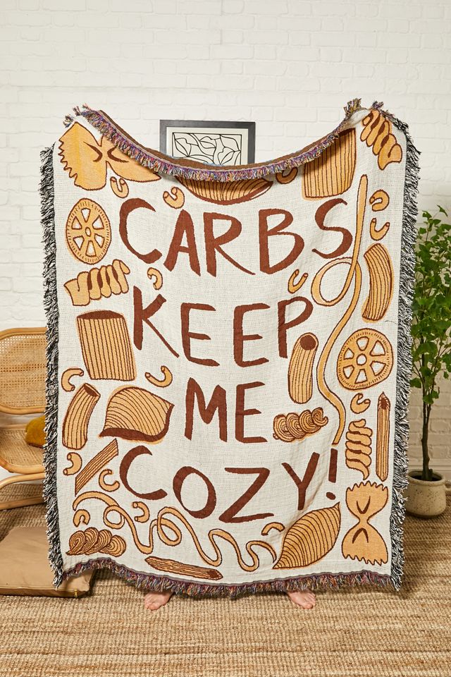 Calhoun & Co Carbs Keep Me Cosy Art Throw | Urban Outfitters UK
