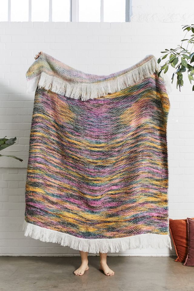 Reversible Multicolour Throw Blanket | Urban Outfitters UK