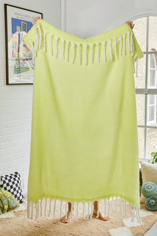 Neon Lime Cosy Throw Blanket | Urban Outfitters UK