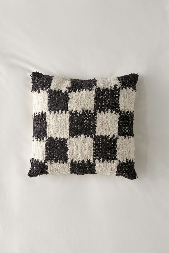 Shaggy Checkerboard Throw Pillow | Urban Outfitters UK