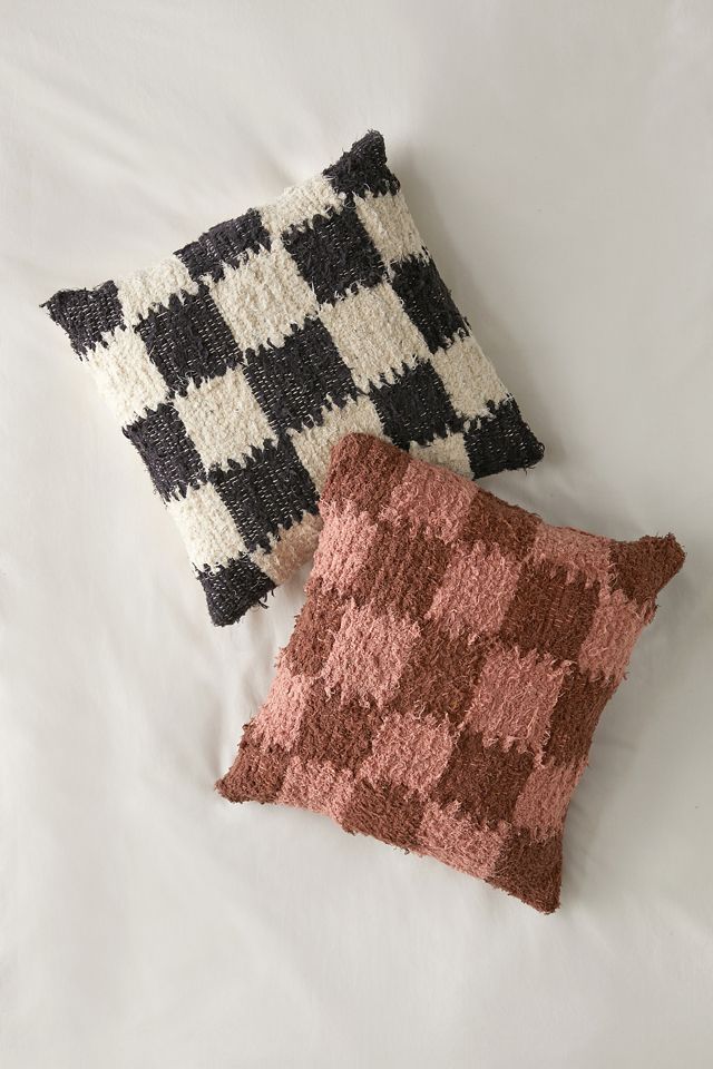 Shaggy Checkerboard Throw Pillow | Urban Outfitters UK